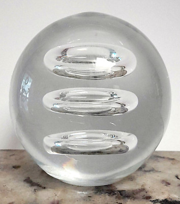 Vintage Clear Round Art Glass Paperweight 3 Bubble Rings Inside 2.5” | eBay