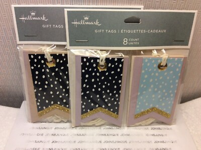 HALLMARK GIFT TAGS New in sealed package LOT OF 2 PACKS 16 tags-BLUE ...