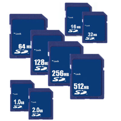 16MB 32MB 64MB 128MB 256MB 512MB 1GB 2GB SD Secure Digital Flash Memory ...