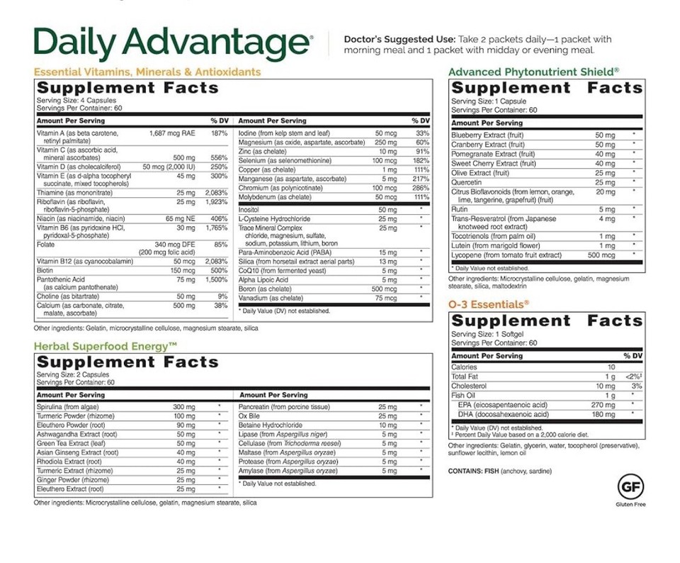 Williams Nutrition ~Daily Advantage~Multi- Vitamin ~Immune, Cardio ...