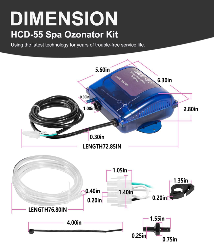 HCD-55 Spa Ozonator Kit Hi-Output Spa Ozone Generator for All Hot Tubs ...