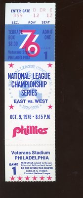1976 NLCS Ticket Stub Cincinnati Reds at Philadelphia Phillies Game 1 ...