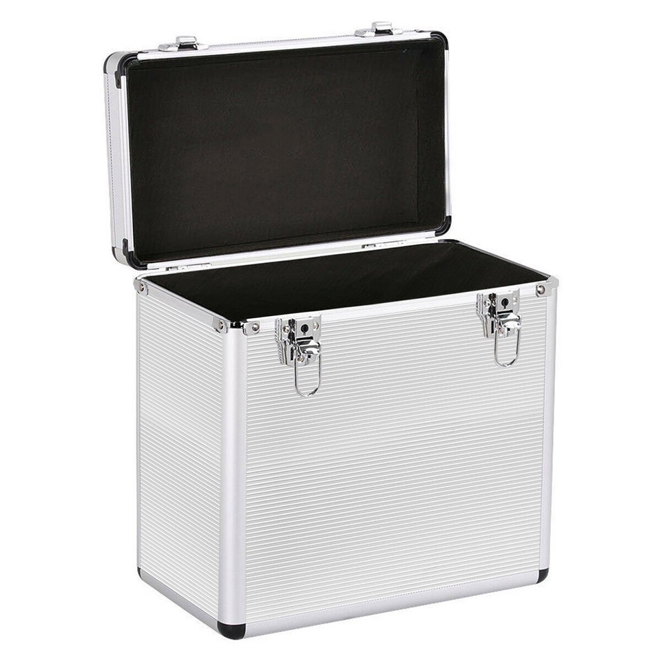 Aluminum Vinyl Flight Case DJ Record Collection Storage Box Holds 50pcs ...
