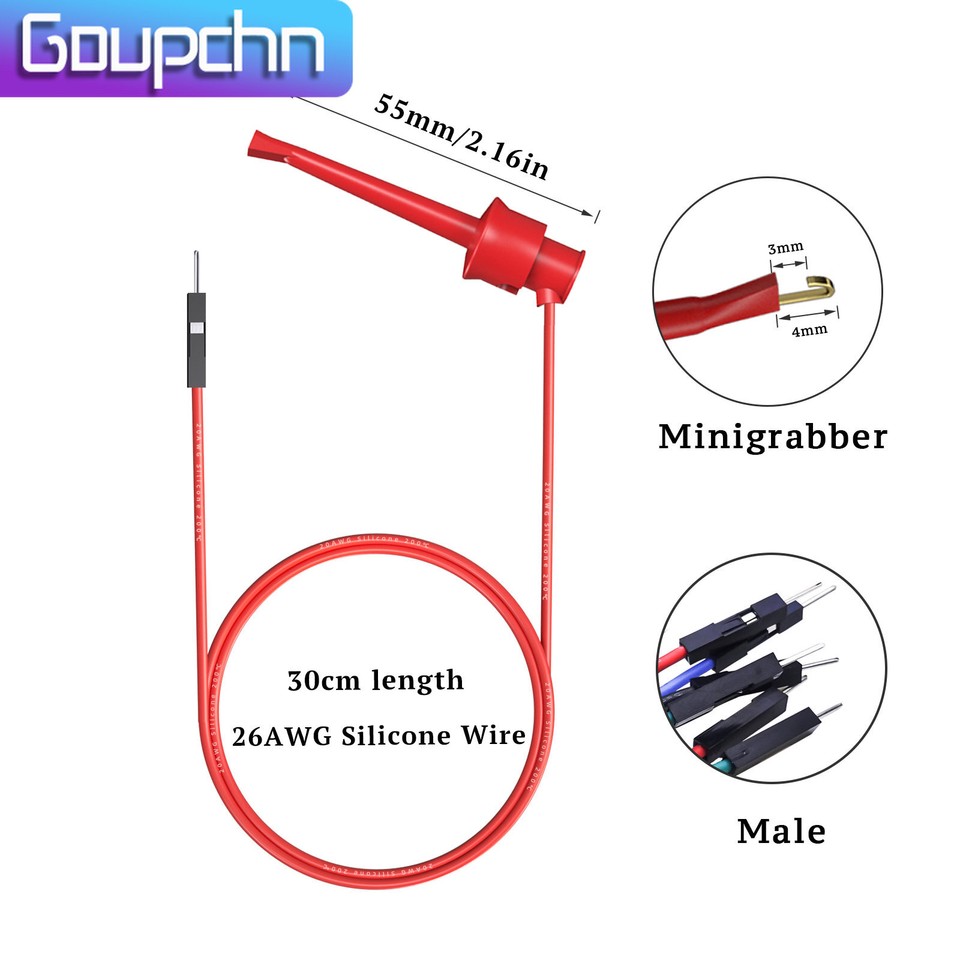 10PCS Test Hook to Breadboard Silicone Jumper Wire Mini Grabber ...
