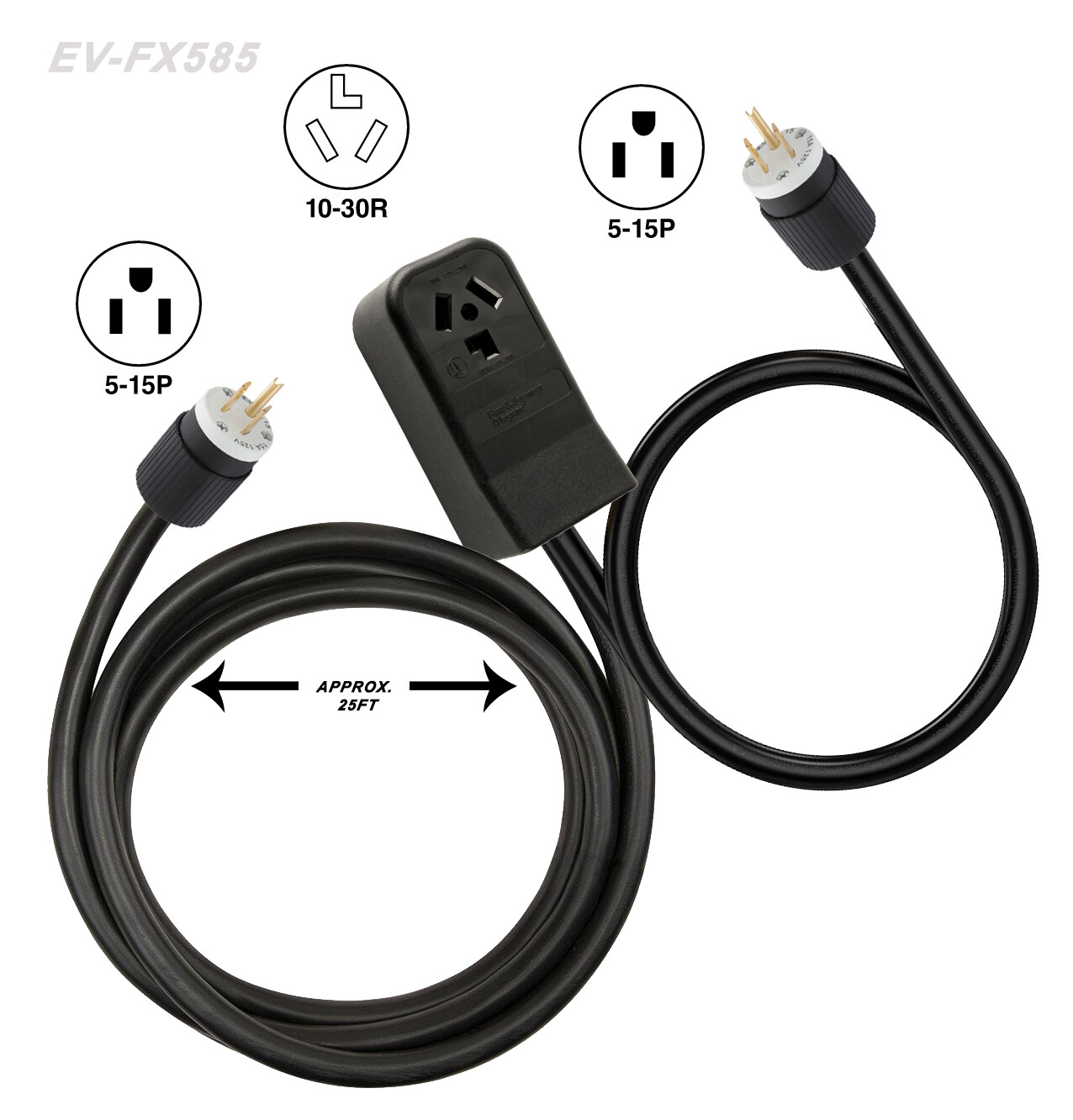 120V 5-15P (2x) plugs to 250V 10-30R Outlet Power Adapter Converter for ...