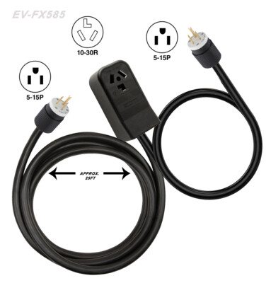 120V 5-15P (2x) plugs to 250V 10-30R Outlet Power Adapter Converter for ...