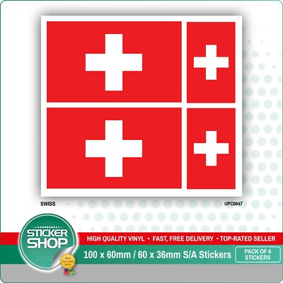 4 x SWISS / SWITZERLAND FLAG VINYL CAR VAN IPAD LAPTOP STICKER | eBay UK