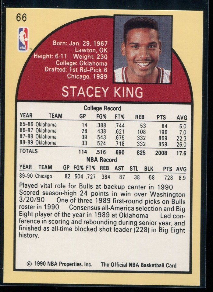 1990 NBA Hoops Basketball Stacey King #66 Chicago Bulls Rookie | eBay