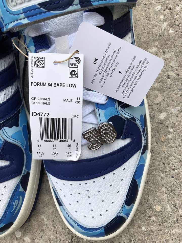 Adidas Forum 84 Low BAPE Blue Camo 30th Anniversary Shoes ID4772 Men Sz ...