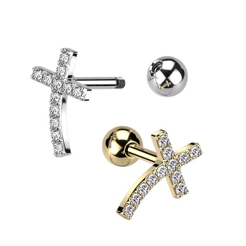 Tragus Piercing Steel Surgical - cross Pattern Catholic - Ear Stud ...