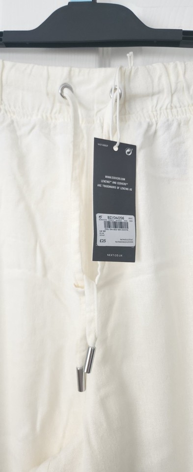 cream linen wide leg trousers with stripe , size 18 Petite from Next ...