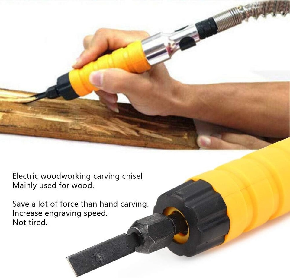 Electric Chisel Tool 9pcs Flexible Shaft Wood Carving Set with 5 blades ...