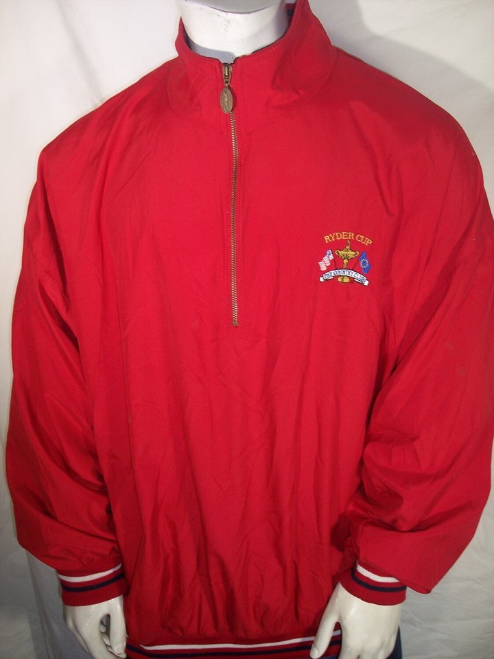 Slazenger XXL Red Poly Full Zip Rain Jacket 1999 Ryder Cup The Country ...