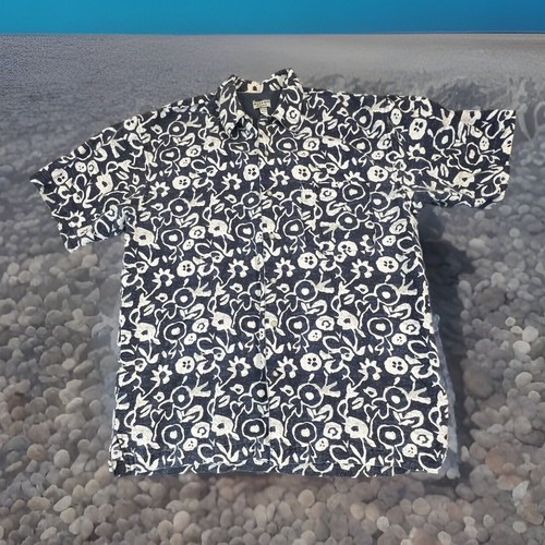 Bugle Boy Original Shirt Mens L Short Sleeve Button Down Blue Cream ...