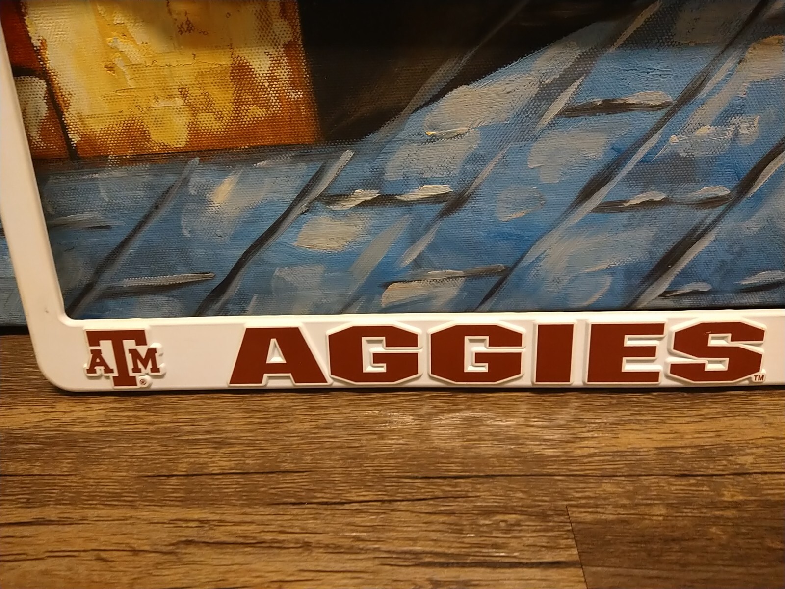 Texas A&M Aggies License Plate Holder White Frame Plastic Chrome SEC ...