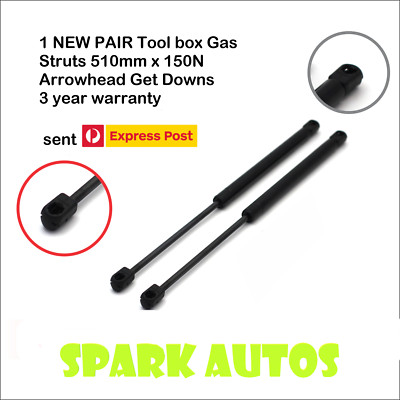 1 NEW PAIR Tool box Gas Struts 510mm x 150N Arrowhead Get Downs 3 year ...