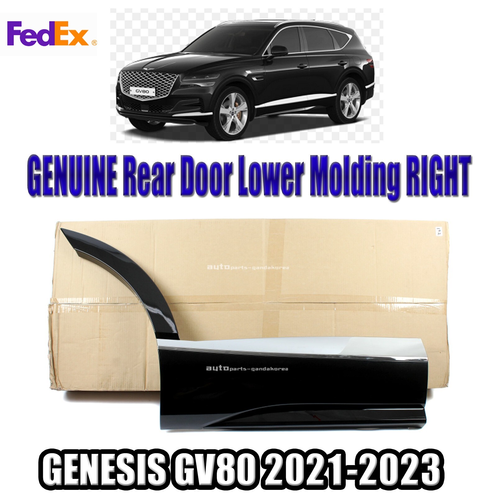 Genuine 87732T6000PH3 Rear Door Lower Molding RIGHT For GENESIS GV80 ...