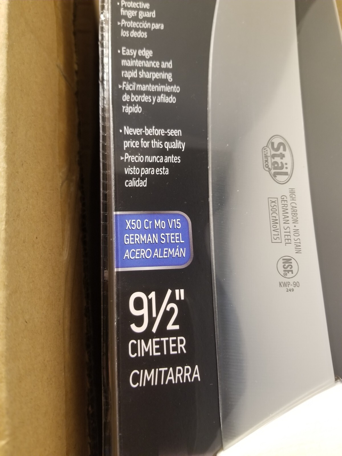 Winco KWP-90, 9.5-Inch Cimeter Steak Knife with Polypropylene Handle ...