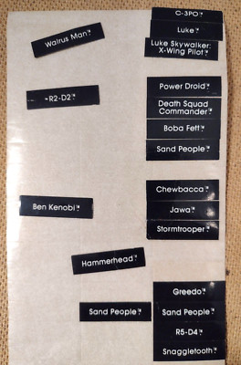 Star Wars Kenner Action Figure Labels, Some on Sticker Sheets/Vintage ...