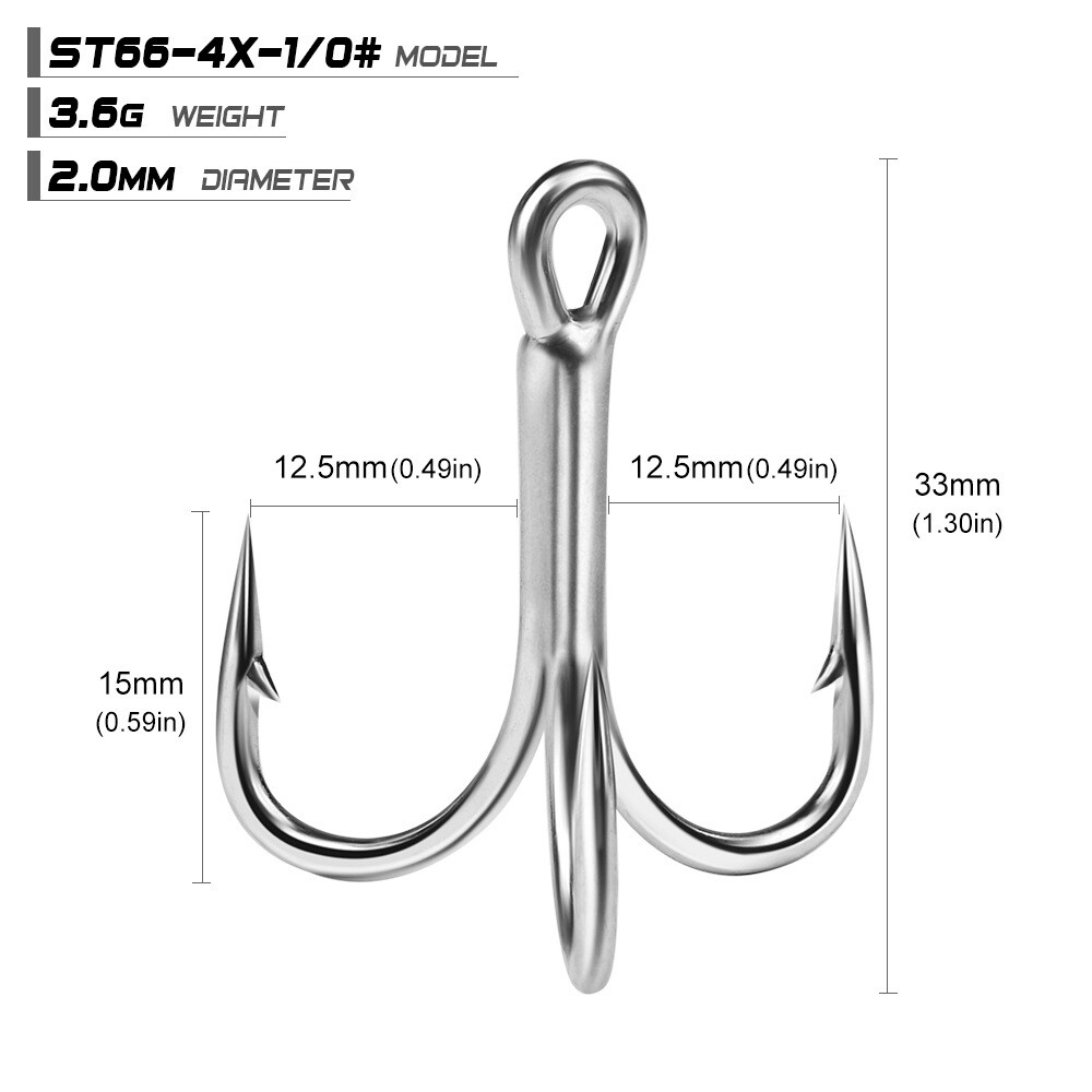 4X Strong Fishing Treble Hook High Carbon Steel Classic Round Bend Triple Hooks | eBay Australia