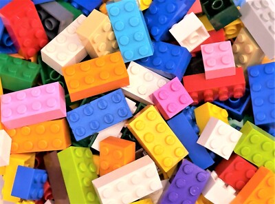 100 LEGO Basic Bricks Sizes 2x2 & 2x4 - Bulk Lot Mix of colors VERY ...