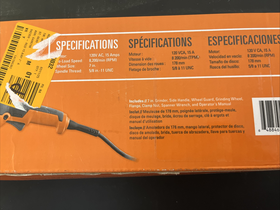 PARTS ONLY - RIDGID R10202 7" Twist Handle Angle Grinder (Corded ...