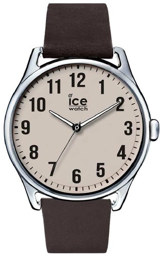 ICE Time Mens Wrist Watch Stainless Steel Case, Beige Face, Brown ...