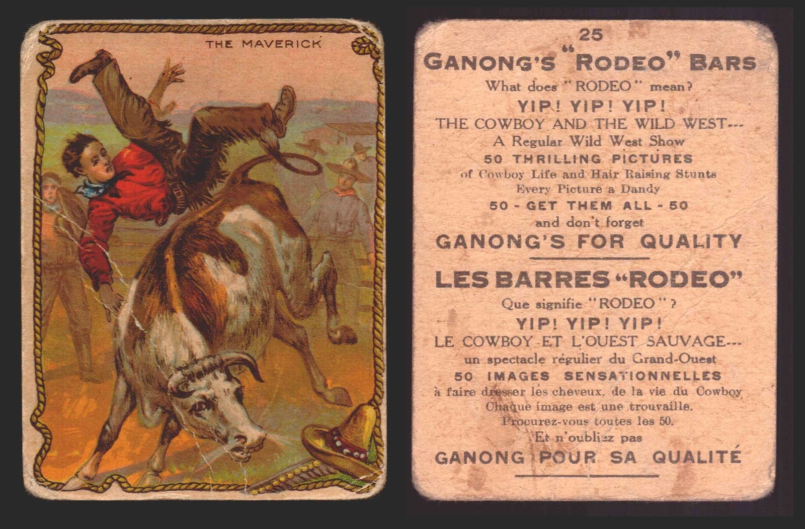 1930 Ganong "Rodeo" Bars V155 Cowboy Series #1-50 Trading Cards Singles ...