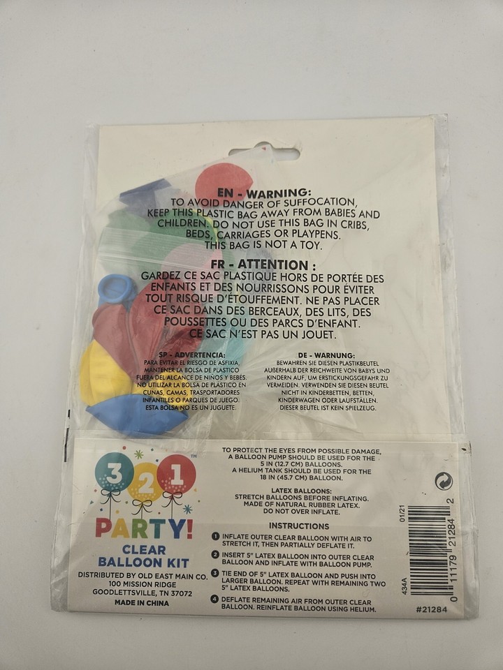 Confetti Balloon Kit 1 Large 3 Mini 321 Party Transparent Clear ...