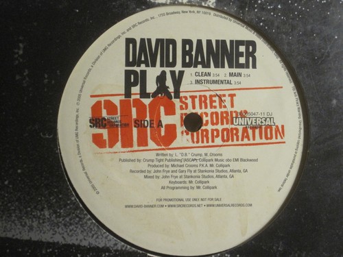 DAVID BANNER PLAY 12" ORIG 2005 UNIVERSAL B0005047-11 PROMO HIP HOP RAP ...