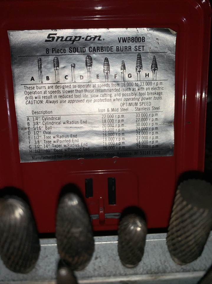 Snap On Solid Carbide Burr Set Of 7 | eBay