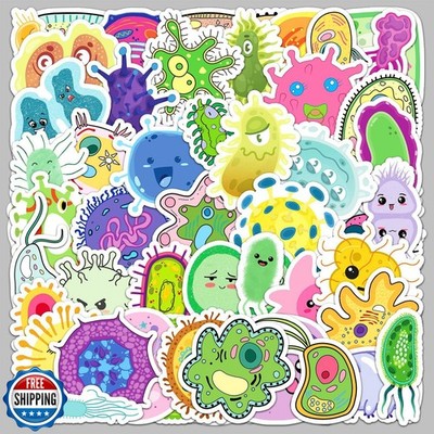 50Pcs Cute Cartoon Germ Stickers for Kids,Cartoon Germ Virus Cells ...
