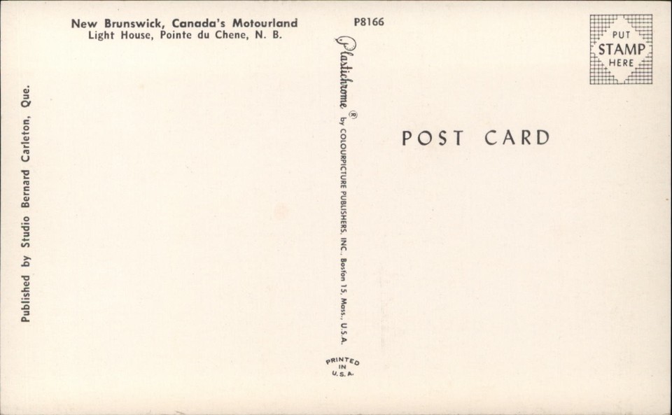Light House Pointe du Chene New Brunswick Canada vintage postcard b462 ...