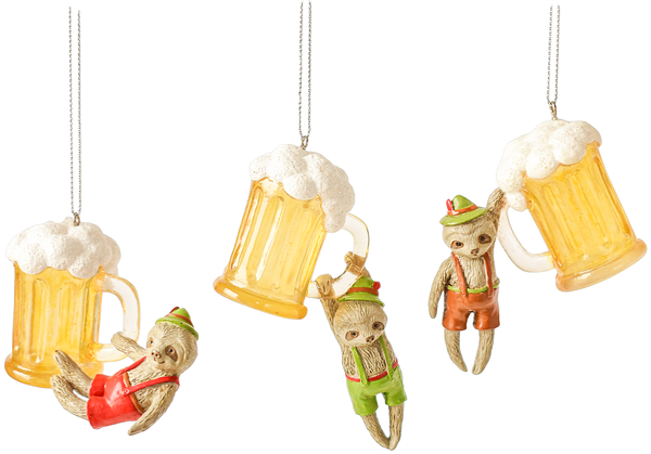 Ganz Beer Drinking Sloth Ornament Set of 3. | eBay