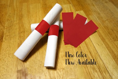 Red Self-Adhesive Paper Napkin Rings/Bands | eBay