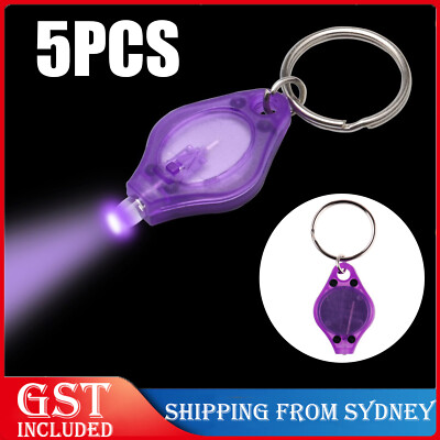 5X LED Keyring Torch UV Key Ring Purple Light Chain Light Battery ...