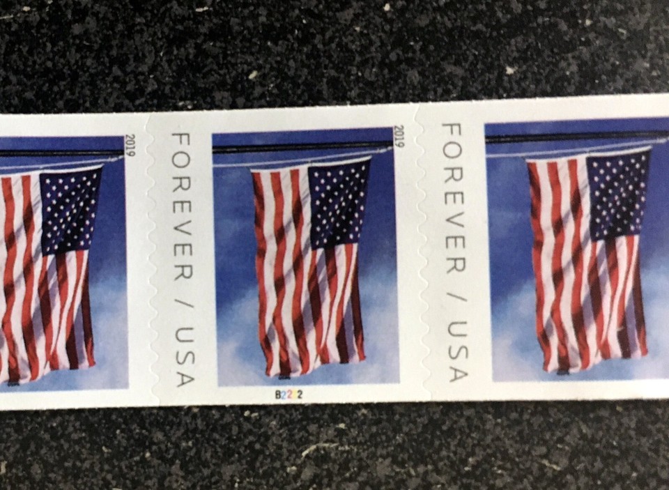 2019USA #5343 Forever U.S. Flag US - PNC Plate Number(#B2222)Coil Strip ...