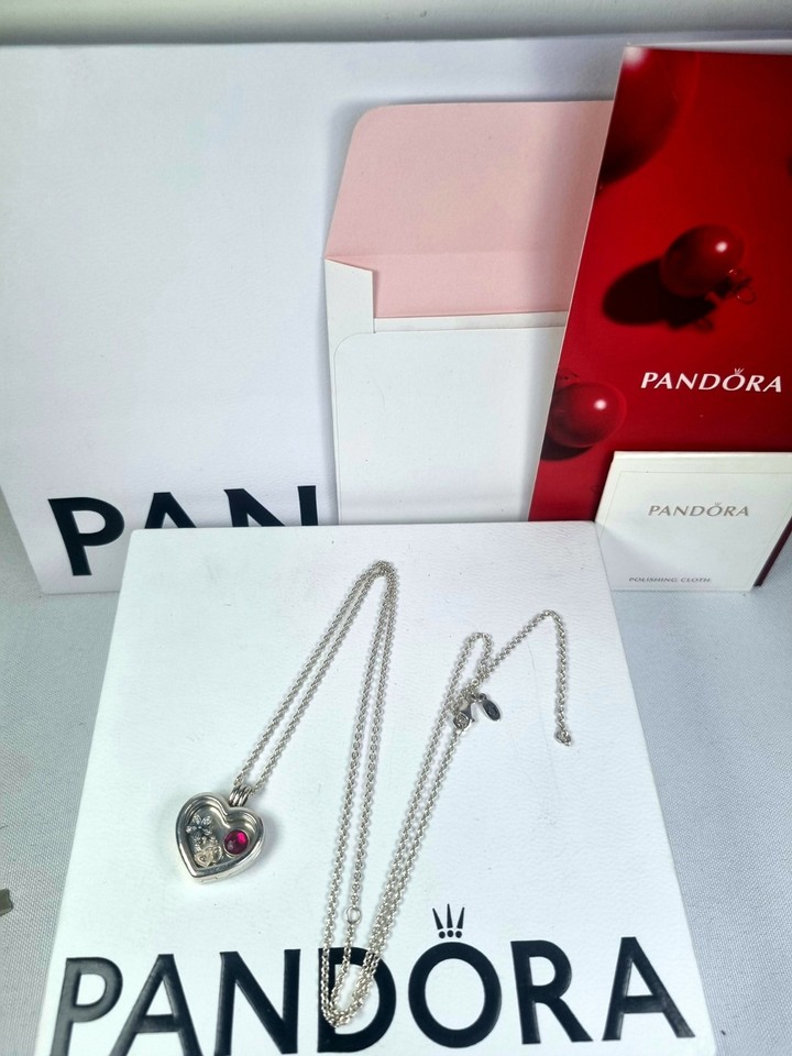 Pandora Medium Floating Heart Locket With 3 Petit Charms On 60cm ...