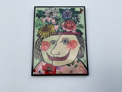 Vtg Pat Custer Denison Art Pottery "MY AUNT’S HAT" Tile 🎁😊👍 | eBay