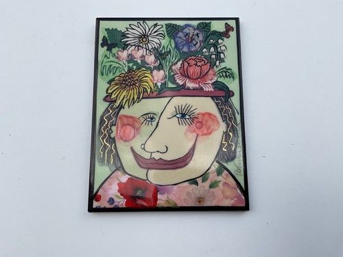 Vtg Pat Custer Denison Art Pottery "MY AUNT’S HAT" Tile 🎁😊👍 | eBay