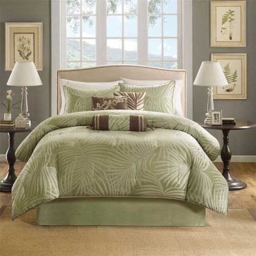BEAUTIFUL TROPICAL GREEN IVORY SAGE BROWN BEACH COASTAL PALM LEAF beautiful-tropical-green-ivory-sage-brown-beach-coastal-palm-leaf