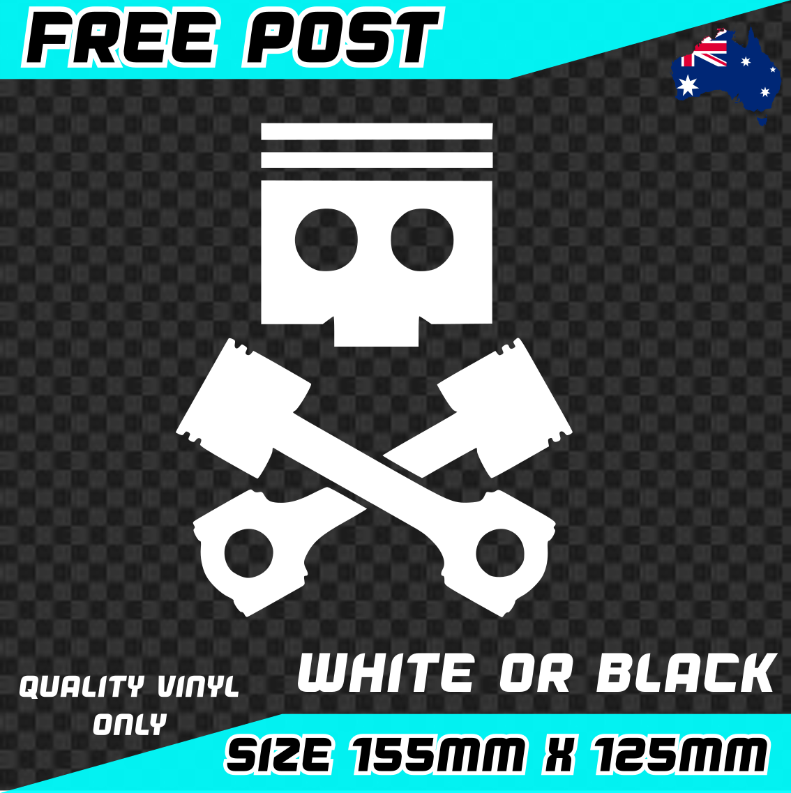 Piston Skull Crossbone Sticker Decal Vinyl Car Turbo JDM LS1 Engine ...