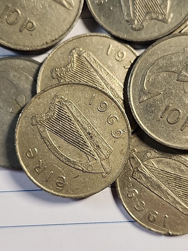 IRISH LARGE 10p coin ten pence HARP and SALMON Eire Ireland Mixed Dates ...