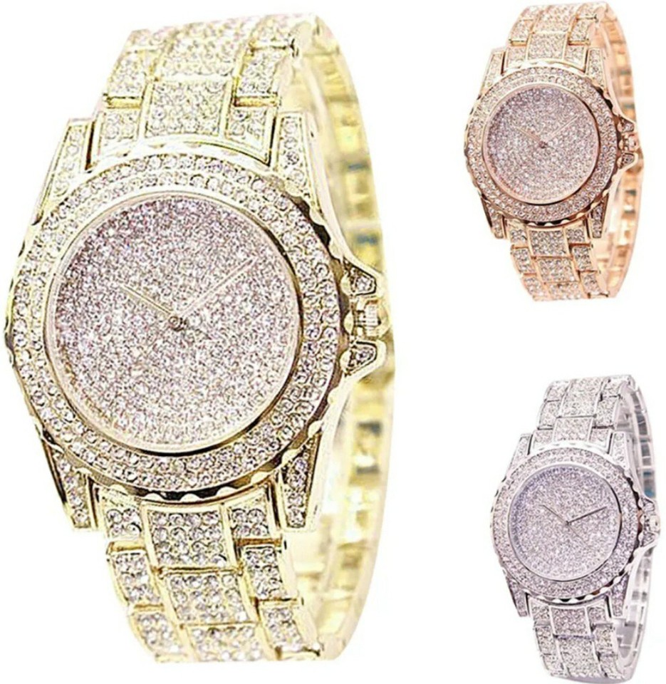 Women's Fashion Diamond Bling Watch Crystal Stainless Steel Strap ...