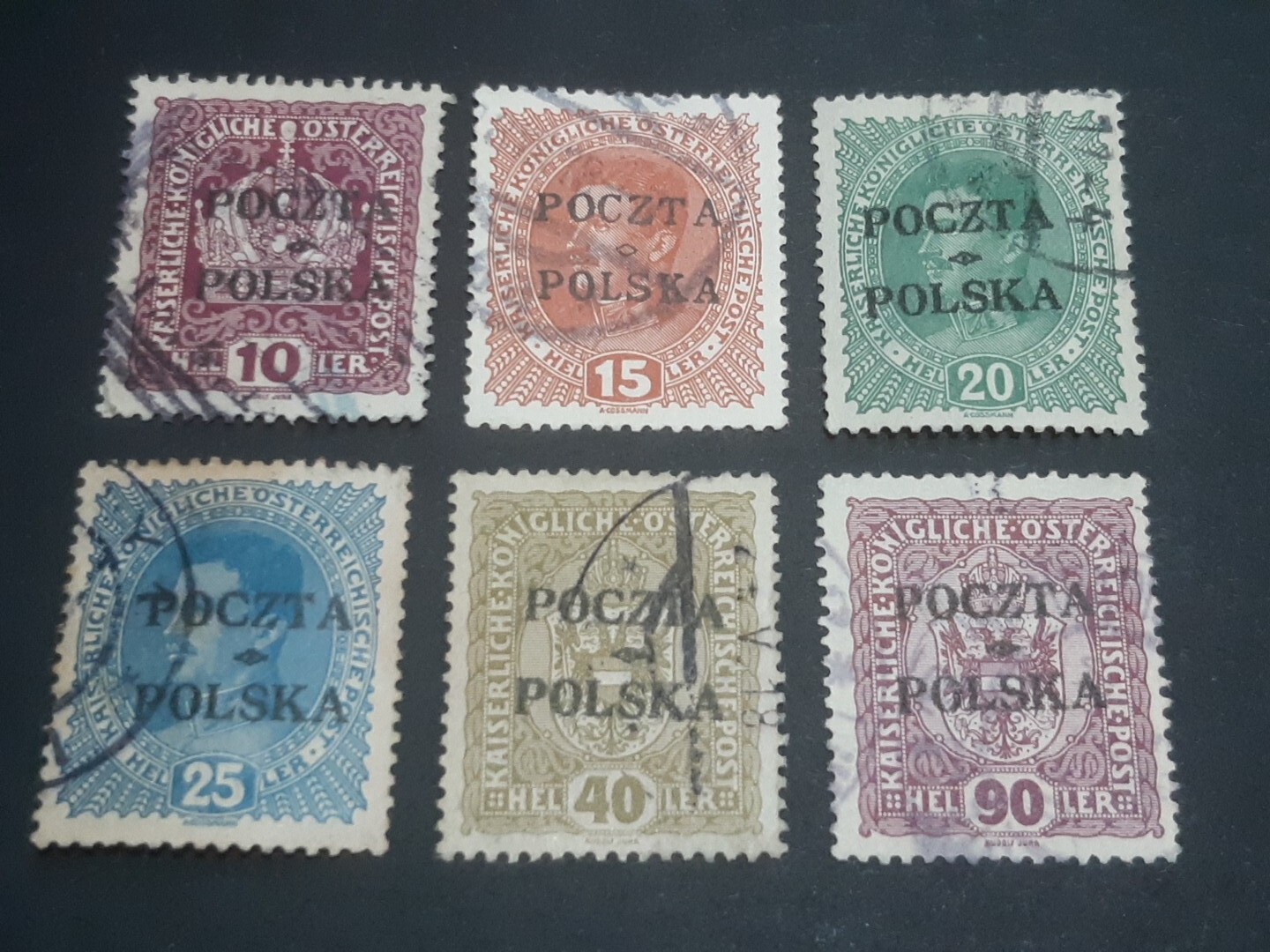 Poland 1919 Poczta Polska Overprint Krakow Issue # Stamped Lot Of 6 pcs ...