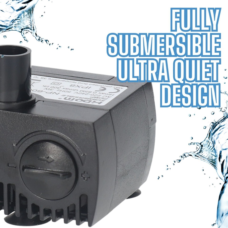 Submersible Water Pump Aquarium 300l/h Fish Tank Sump Pond Water ...