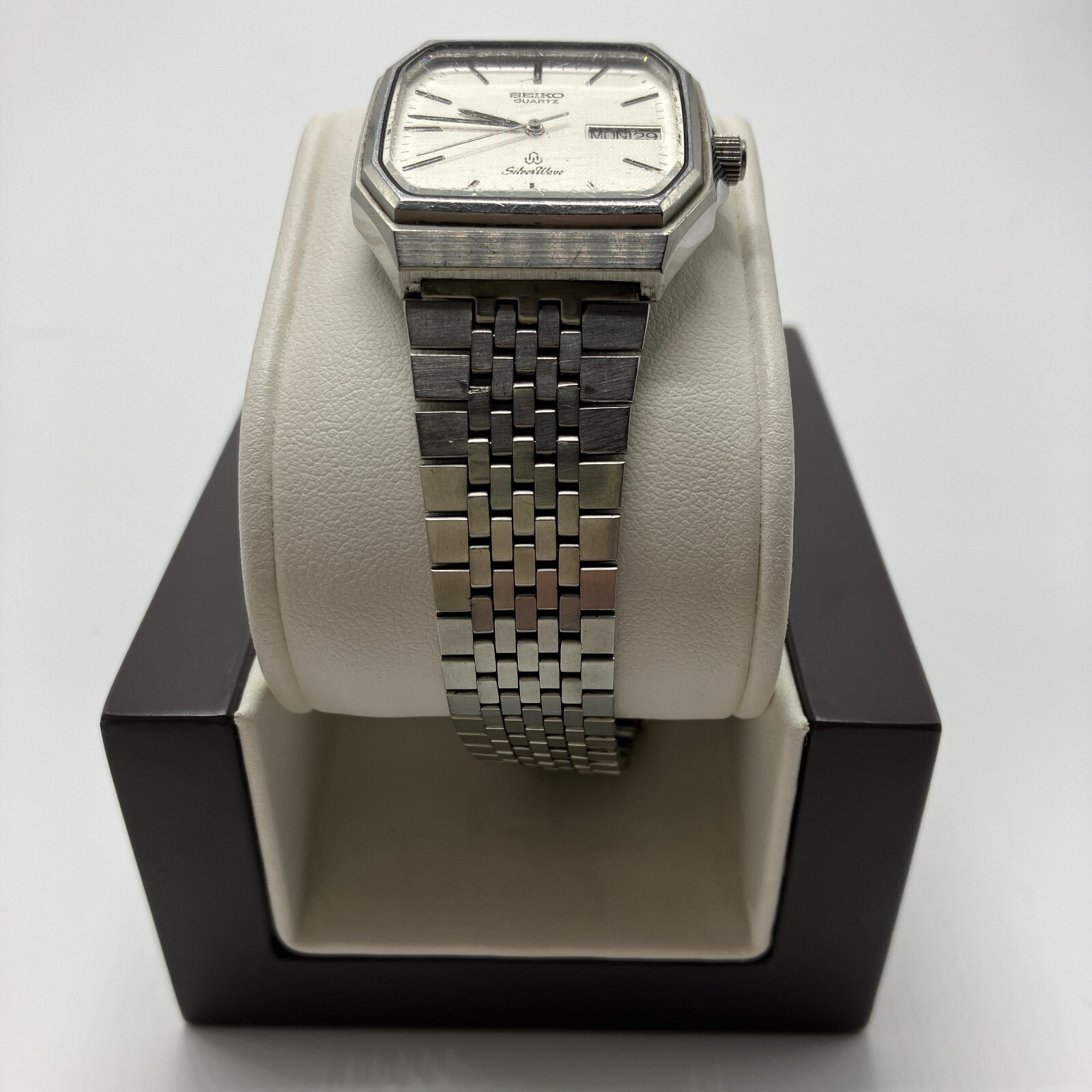 Seiko 5933-5120 Silver Wave Men's Quartz Watch Stainless Steel Japan in ...