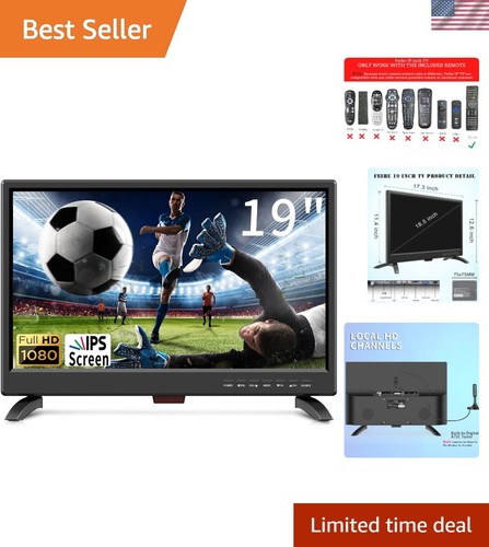19 Inch TV, FHD LED Flat Screen TV 1080p IPS Display w/Digital Dual ...