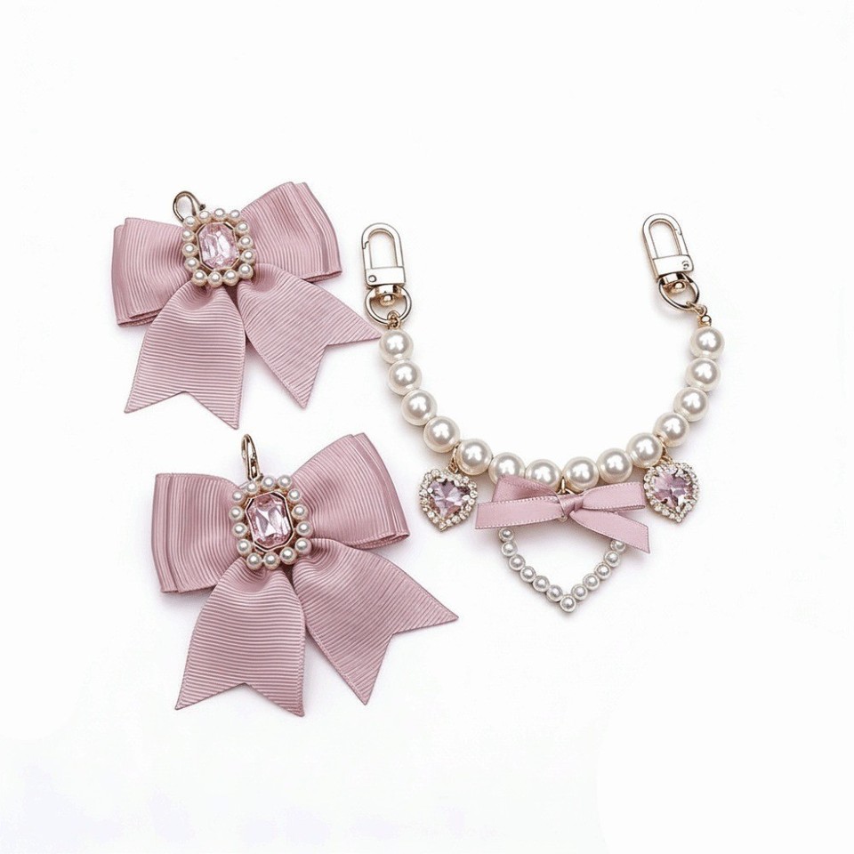 Pearl Heart Bag Pendant Rhinestone Heart Bag Charms Sweet Lady | eBay ...