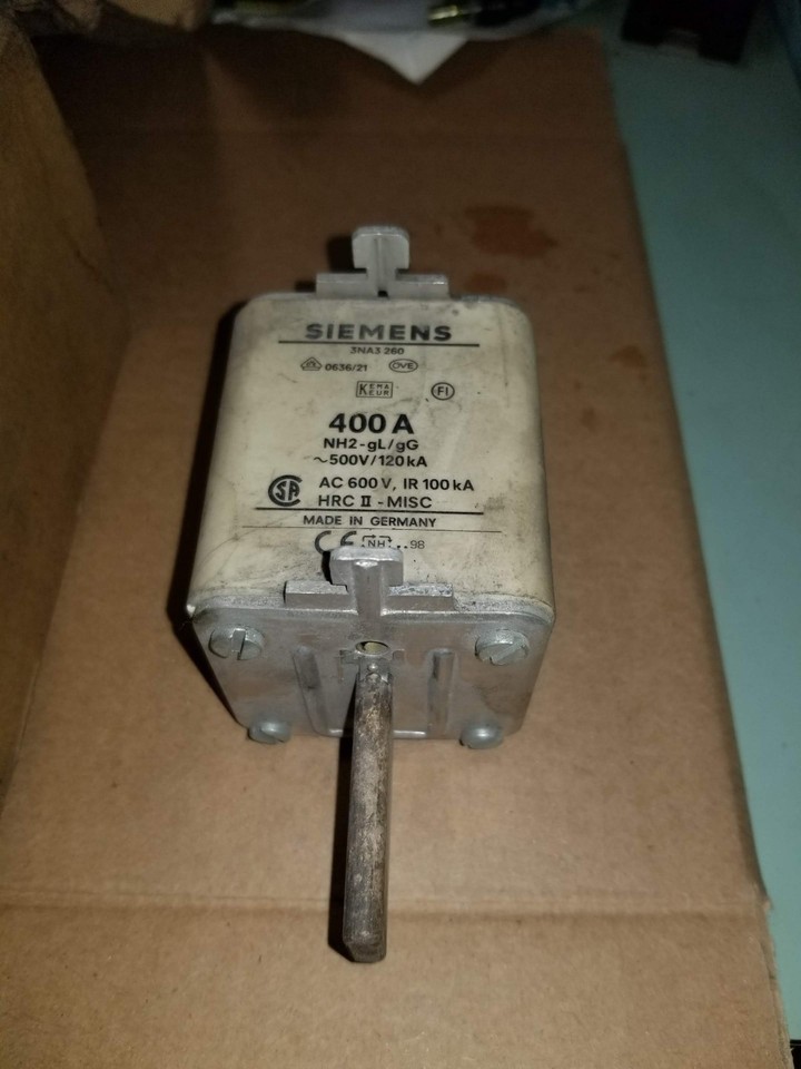 Siemens 400A 2 NH Centred Tag Fuse, gG, 500V ac 3NA3260 3NA3 260 | eBay